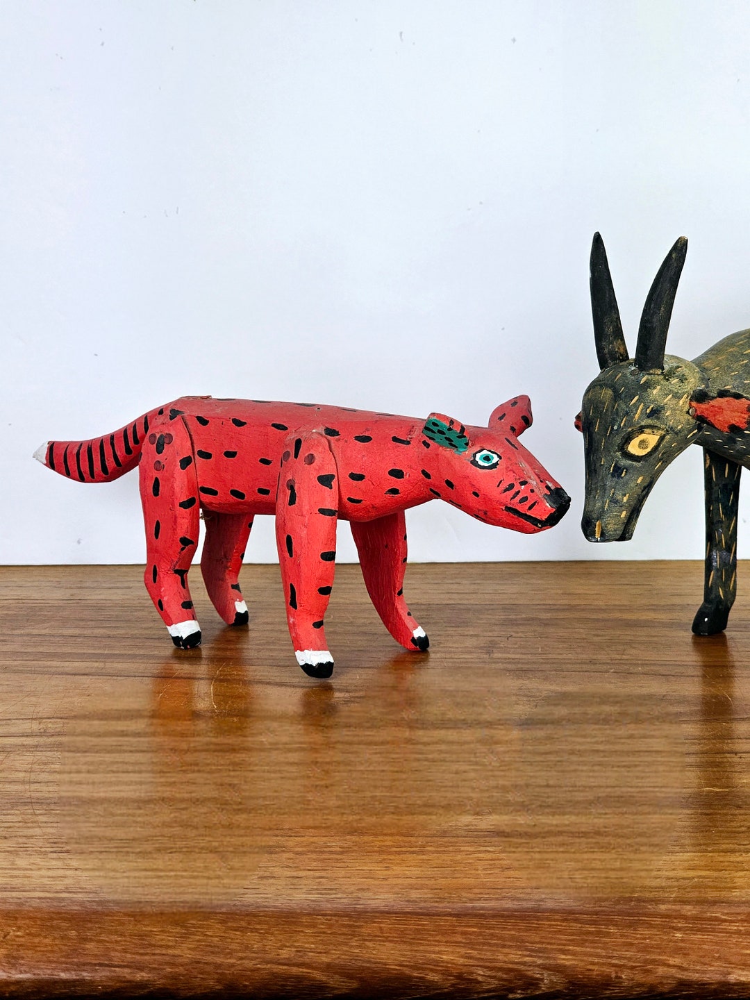 Vintage Oaxacan Alzebrijes Folkart Wood Carving Fox / Leopard Sculpture ...