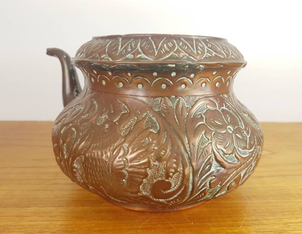 Antique Empire Repousse Copper Teapot Base. Birds Beasts - Etsy