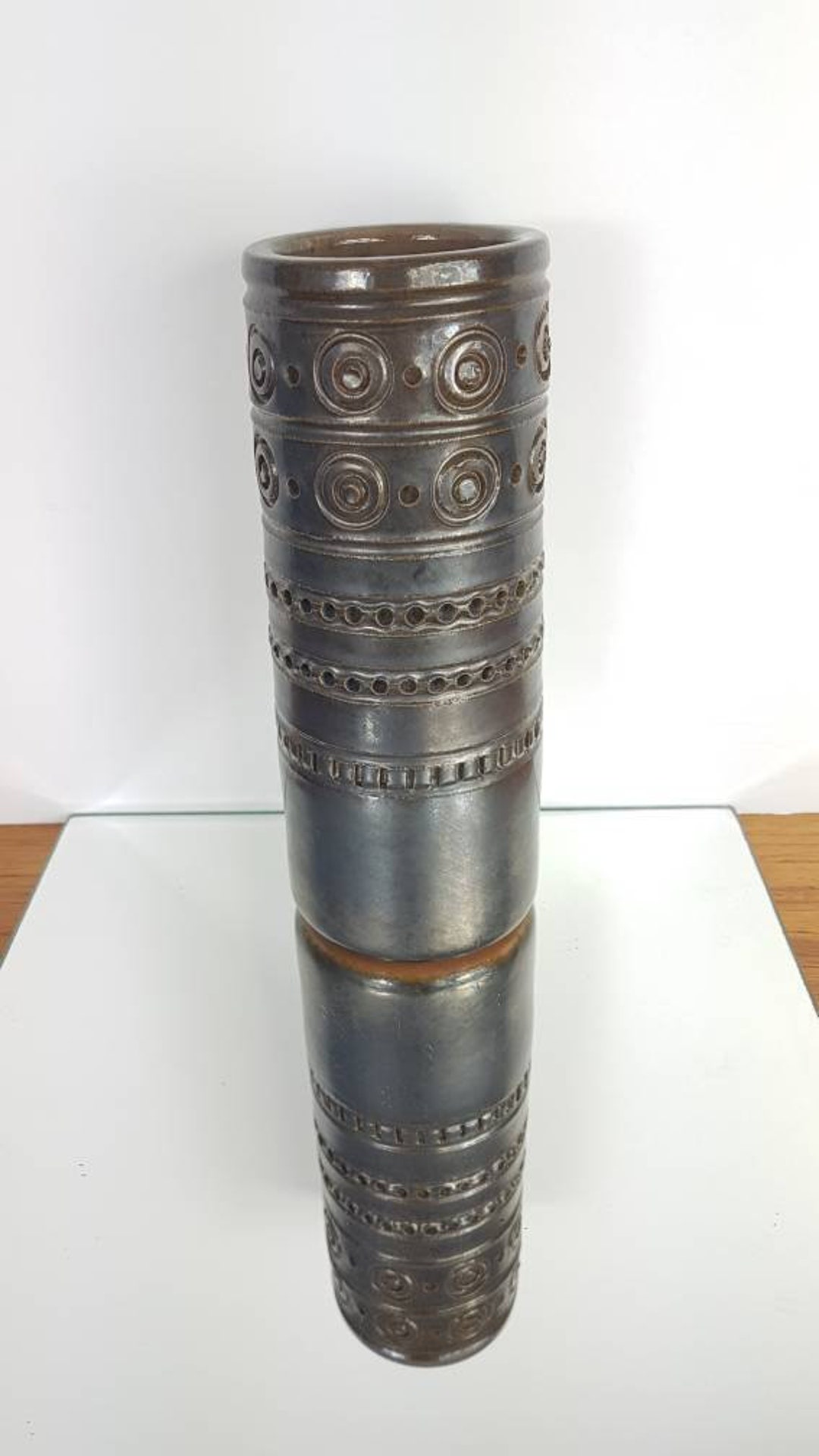 Jarrón cilíndrico de cerámica Eric Juckert, estudio australiano Potter ...