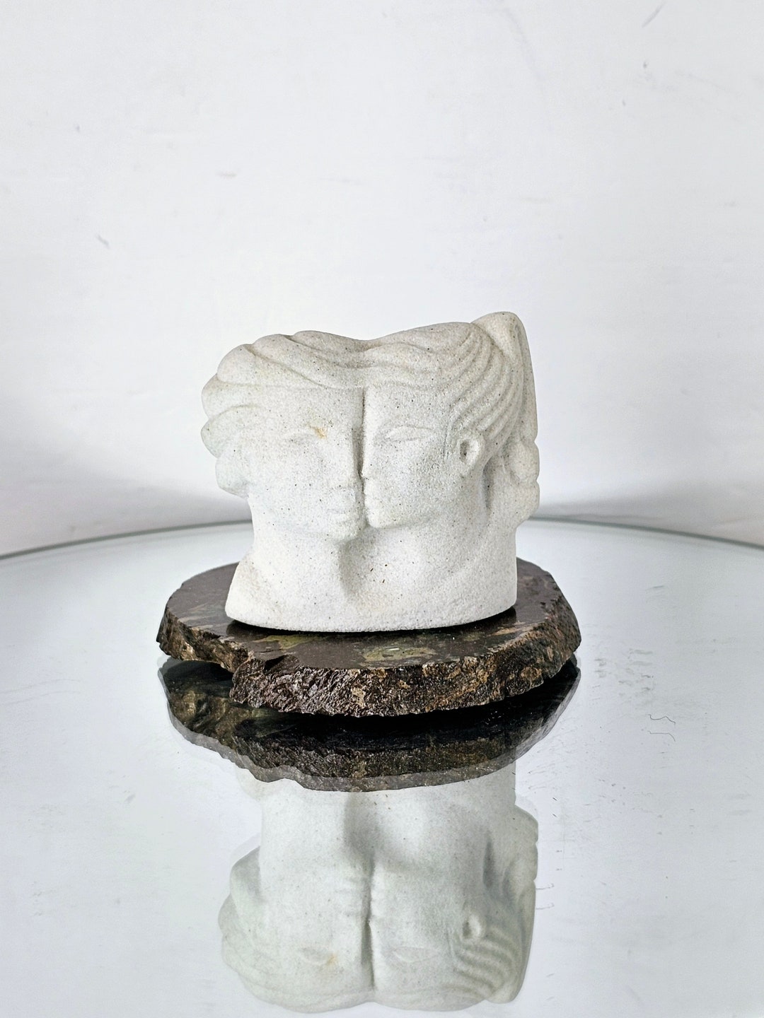 Vintage Marbell Stone Art Belgium Sculpture Embrace Man and Woman Bust ...