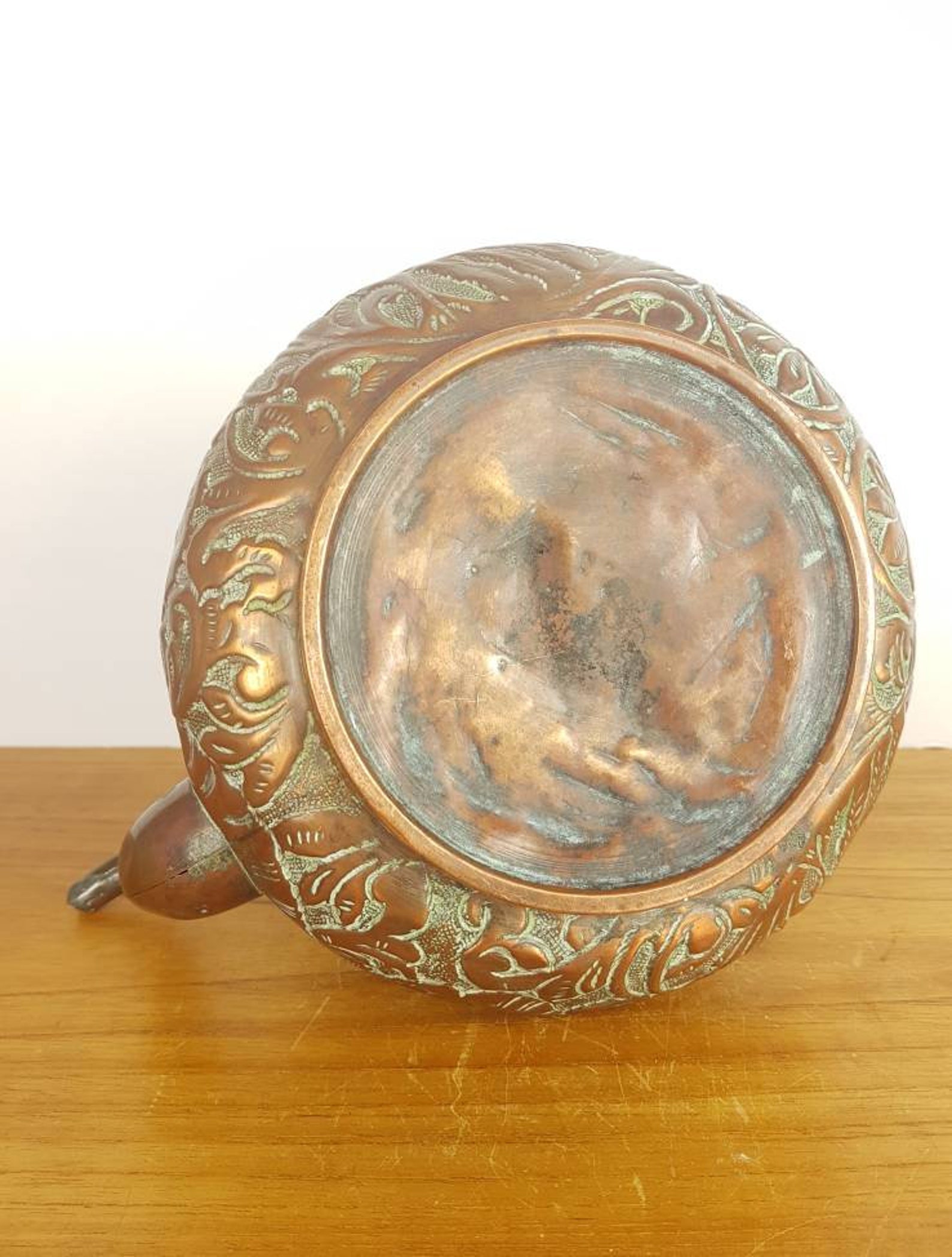 Antique Empire Repousse Copper Teapot Base. Birds Beasts | Etsy