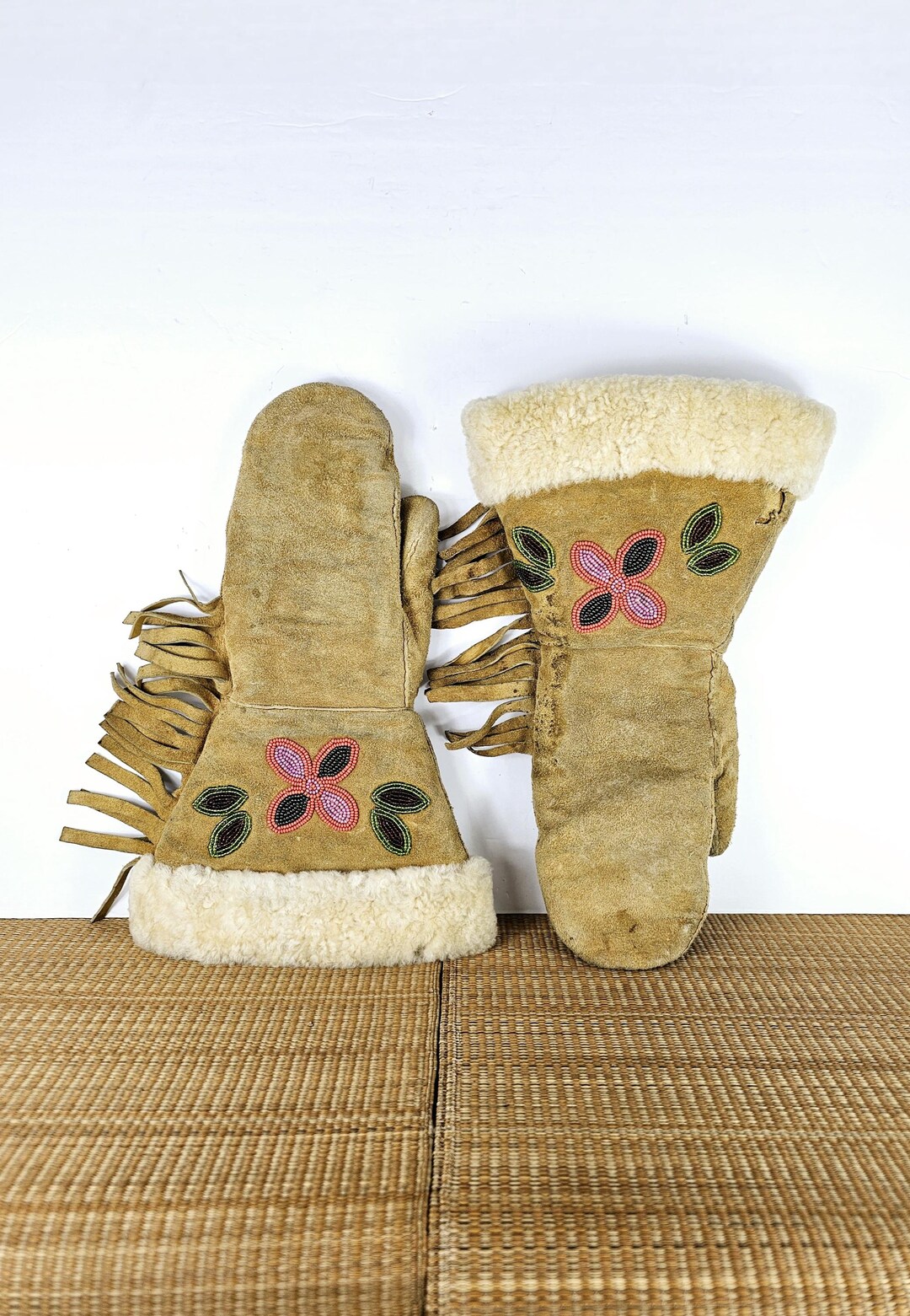 Rare Vintage Canadian Indigenous Deer Hide Embroidered Glass Beaded ...