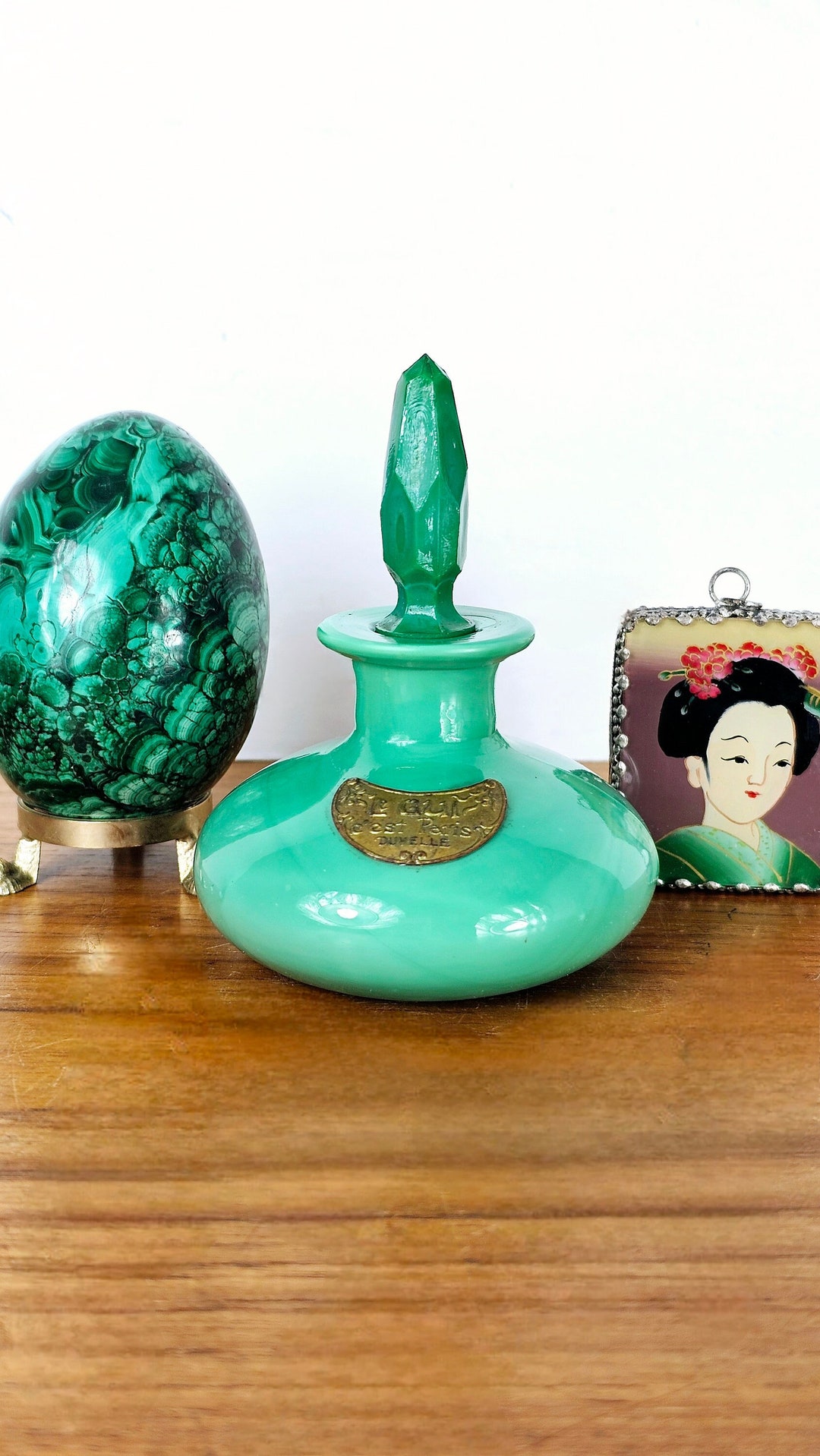 Le Gui C'est Paris Duvelle Green Malachite Jadeite Glass Perfume Bottle ...