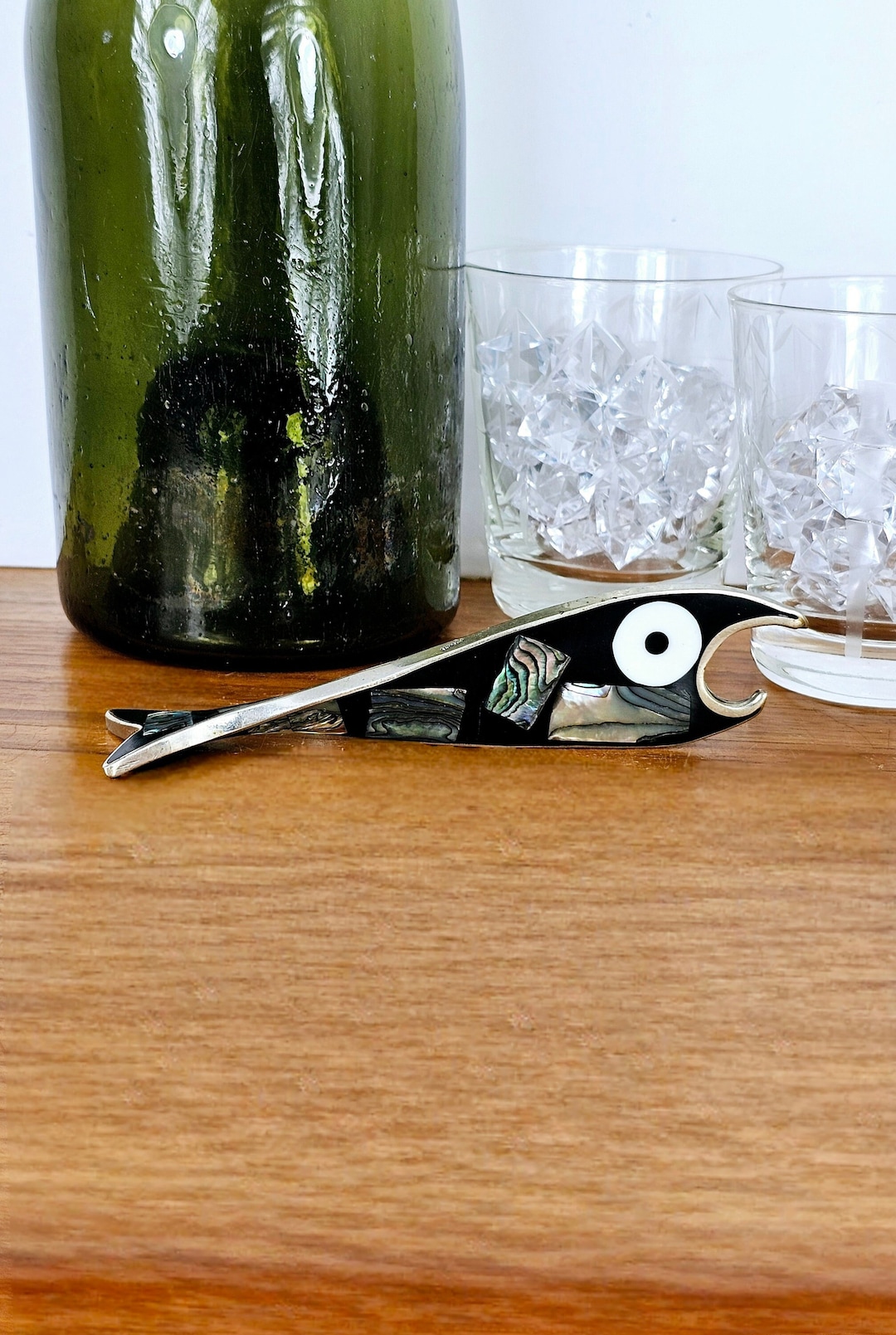 Vintage Big Eye Fish Alpaca Silver and Abalone Shell Mother of Pearl ...