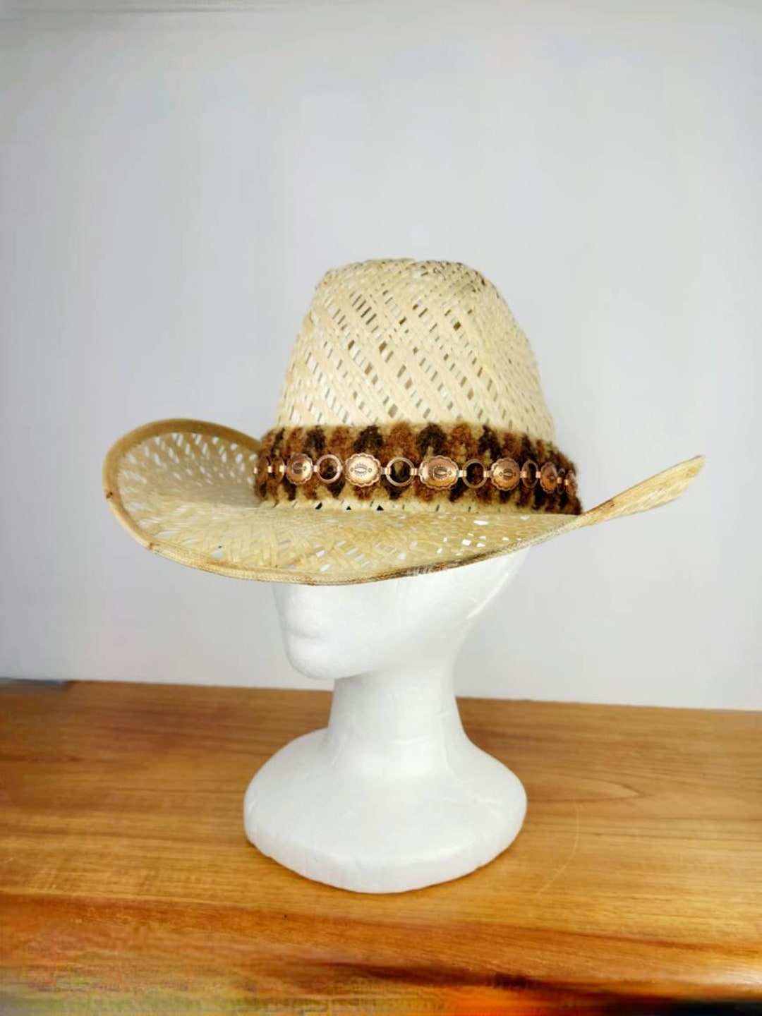 Vintage Cowboy HAT With Solid Copper Concho / Woven Soft Wool (alpaca ...