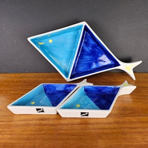Mique Sweden Porcelain Fish Dishes Serving Ceramic Geometric MCM Style ...