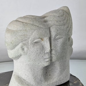 Vintage Marbell Stone Art Belgium Sculpture Embrace Man and Woman Bust ...