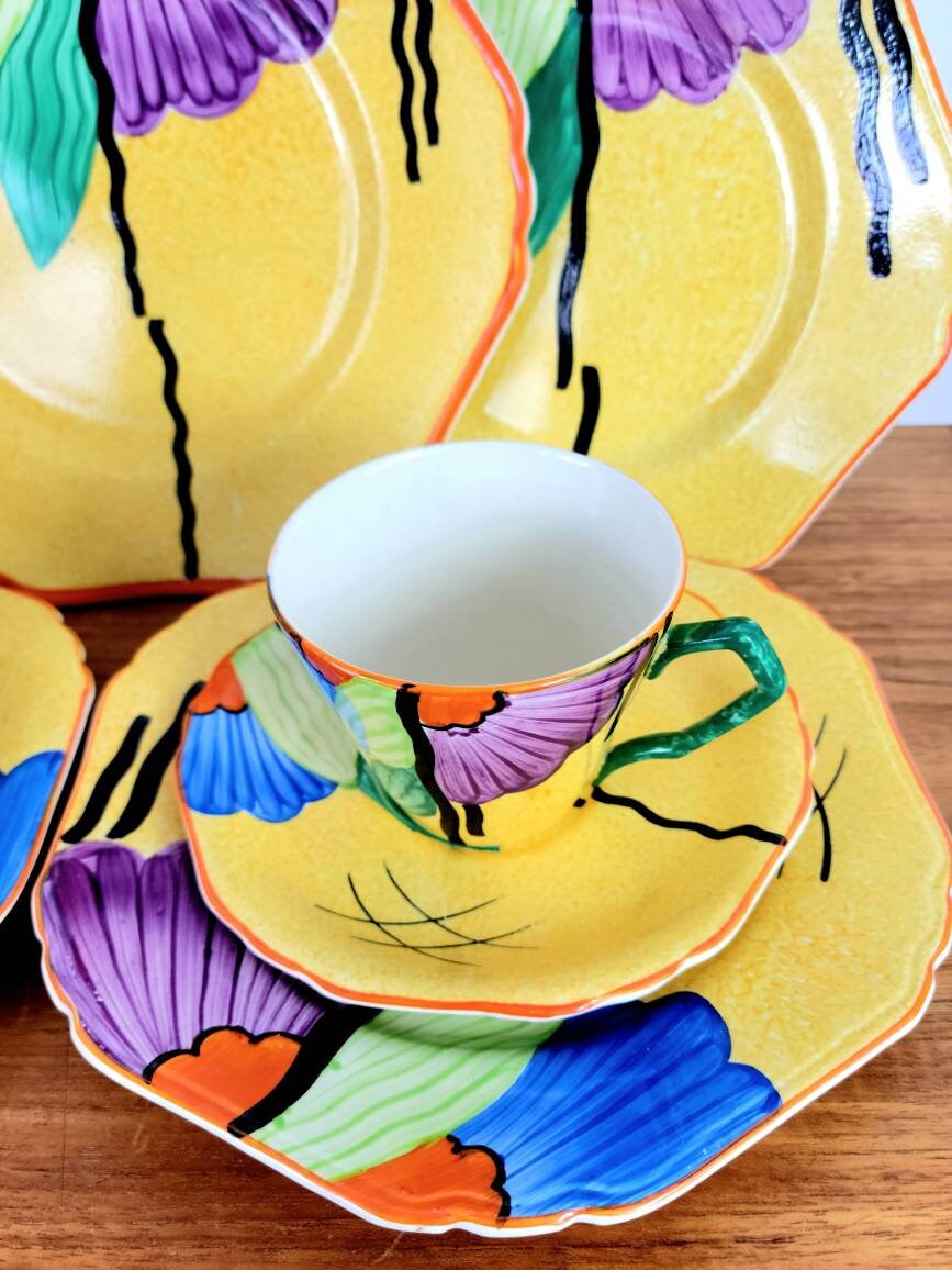 9 Pc Edna Best 1930's Art Pottery Art Deco Set. 2 Cups & - Etsy