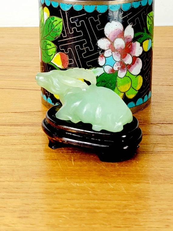 Antique Chinese Carved Jade Water Buffalo Fitted Wood Stand | Etsy