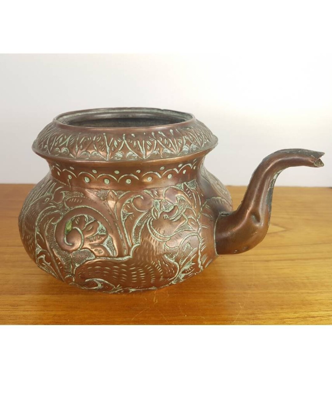 Antique Empire Repousse Copper Teapot Base. Birds Beasts - Etsy