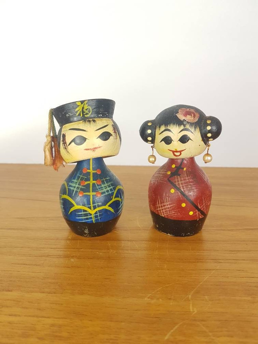 Japanese Kokeshi Bobble Head Dolls, Nodder Head Dolls. Anime. Girl Boy ...