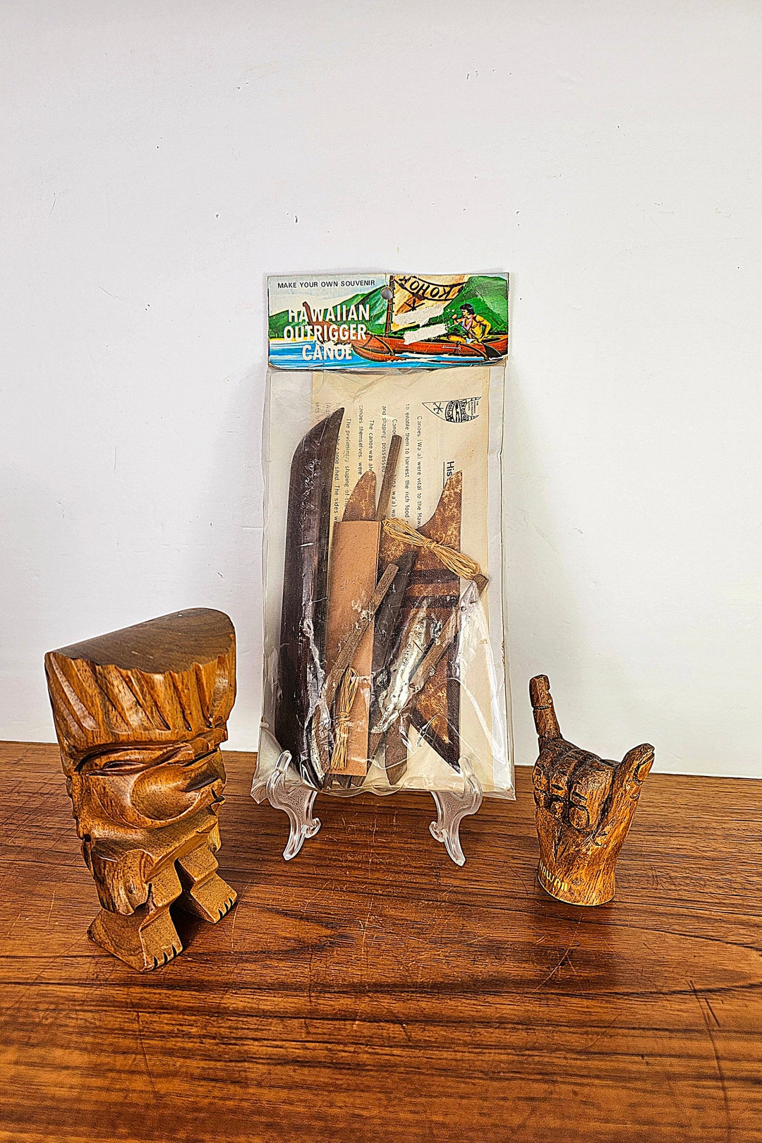 Vintage Hawaiian Outrigger Canoe With Sail. Make Your Own Souvier ...