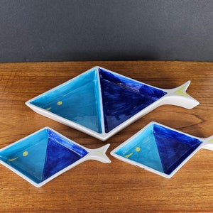 Mique Sweden Porcelain Fish Dishes Serving Ceramic Geometric MCM Style ...