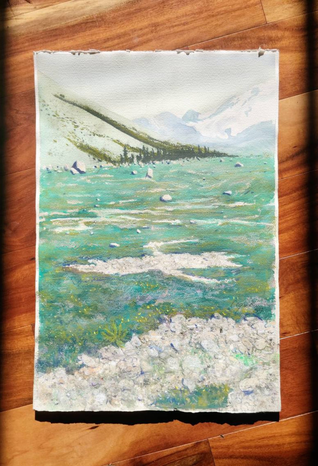 Carl Coger Signed Pastel & Watercolor Painting Landscape High Alpine W ...