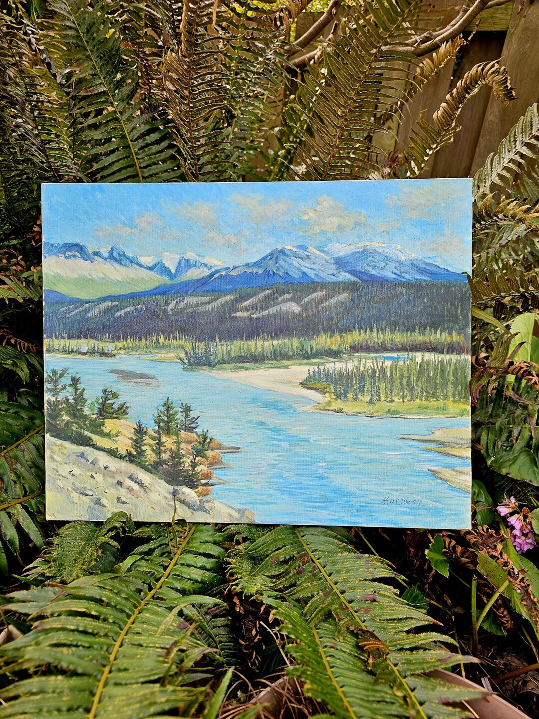 Kossowan Canadian Landscape Oil Painting 1979 North Saskatchewan River ...