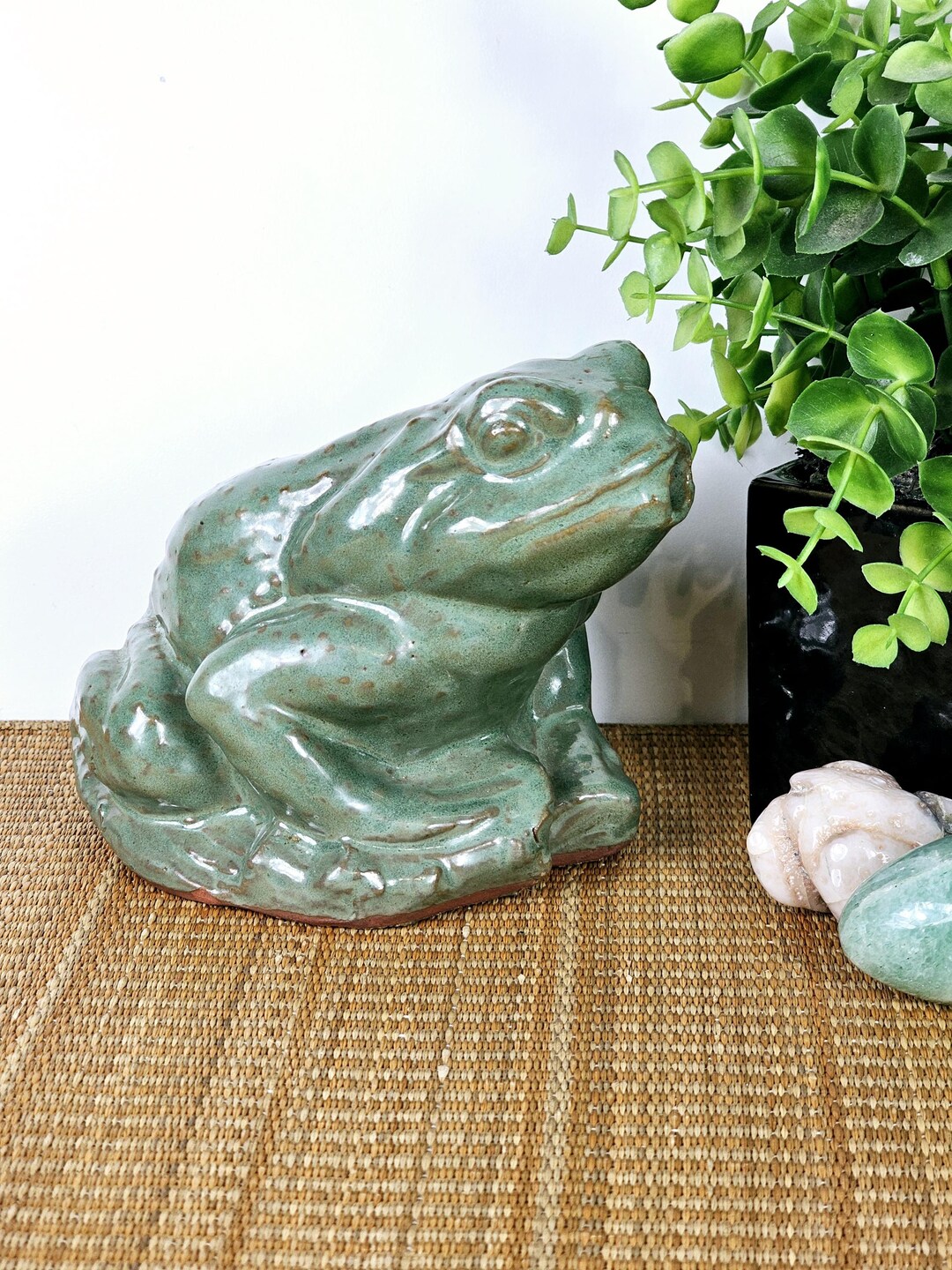 Green Frog / Toad Fountain Water Spitter. Green Glazed Terracotta ...
