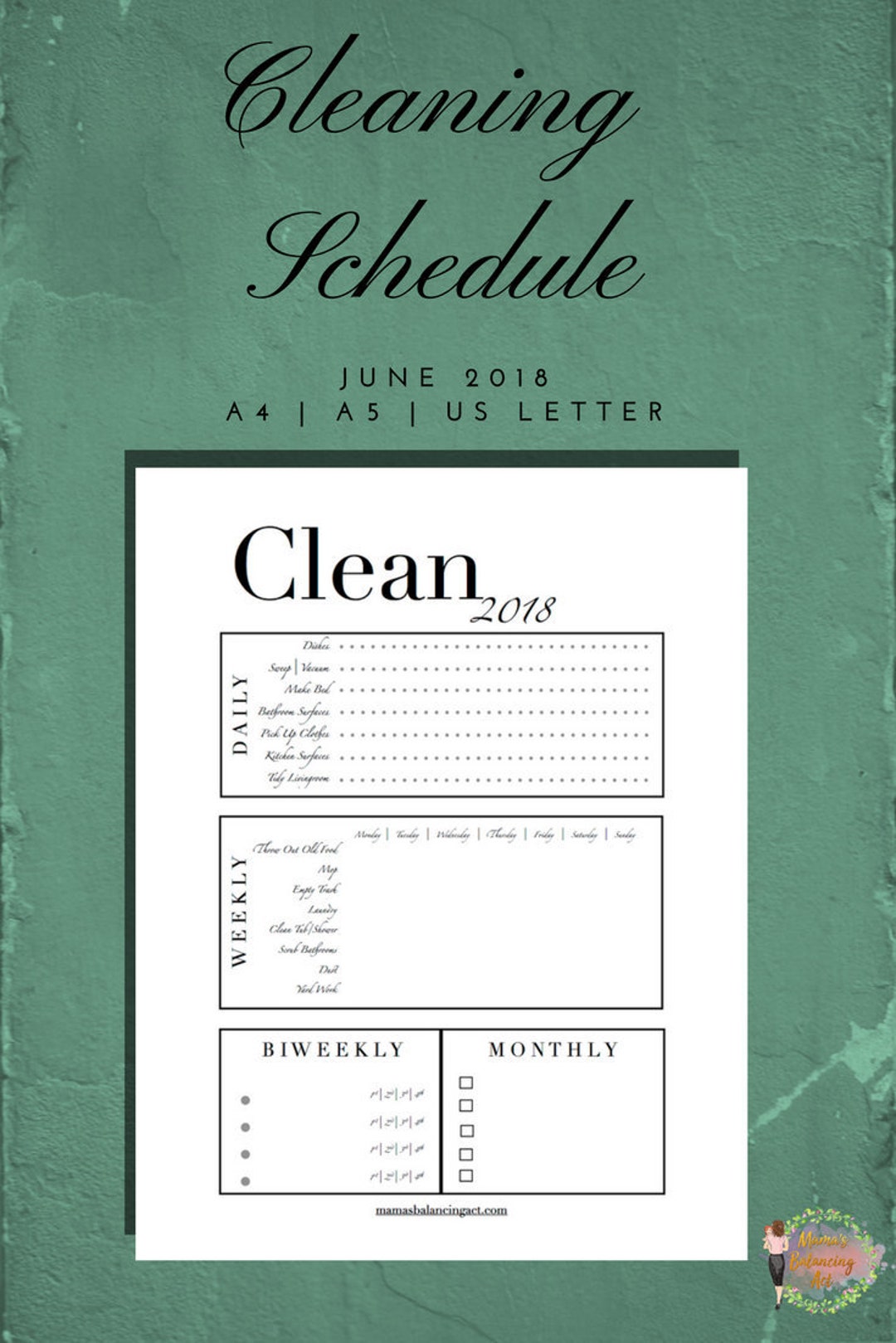 Cleaning Schedule Printable A4 A5 US Letter Daily Weekly - Etsy