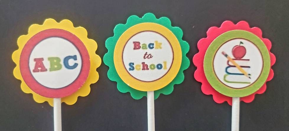 Back To School Cupcake Toppers Set de 24 - Etsy España