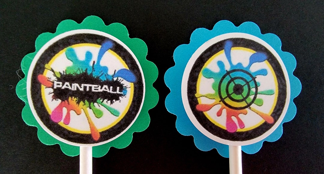 Paintball Party Cupcake Toppers Set of 24 - Etsy