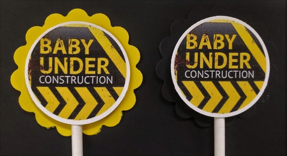 Baby Under Construction Baby Shower Cupcake Toppers Set of 24 - Etsy