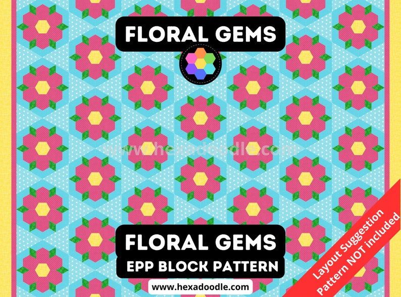 4" Floral Gems EPP Block Pattern and Templates - PDF for Printing and ...