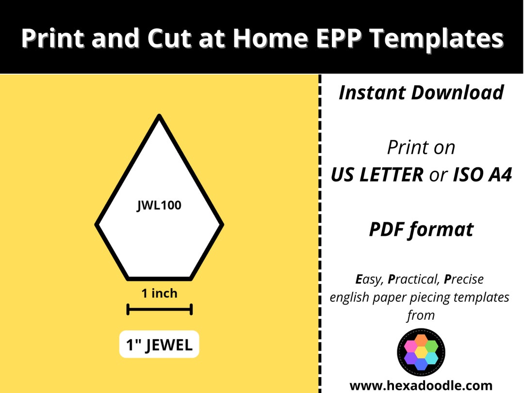 JWL100 - JEWELS - EPP Print and Cut at Home Templates - 1 Inch Sides ...