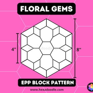 4" Floral Gems EPP Block Pattern and Templates - PDF for Printing and ...