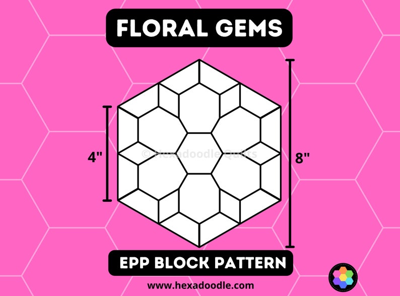 4" Floral Gems EPP Block Pattern and Templates - PDF for Printing and ...