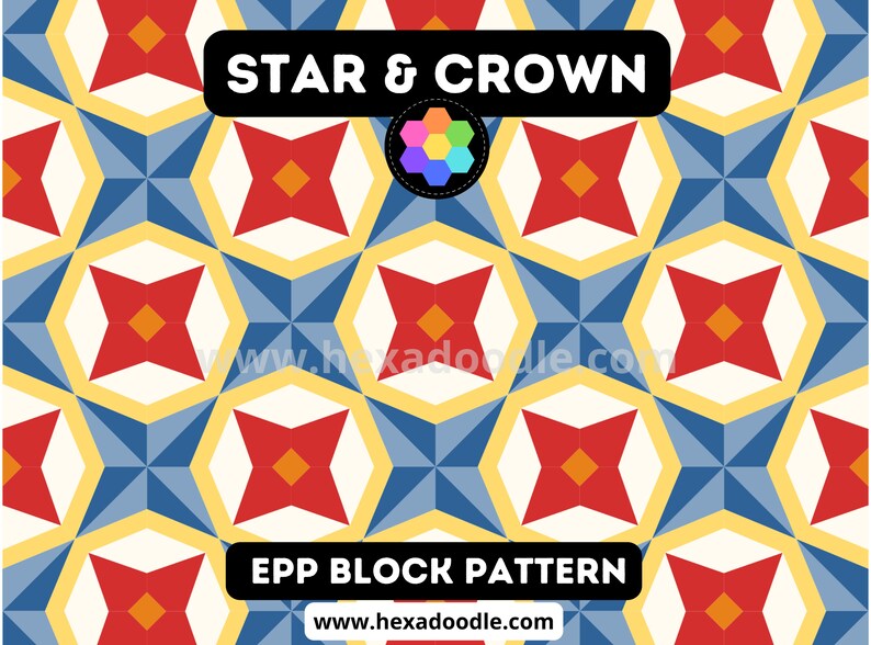 12" Star & Crown EPP Block Pattern and Templates - PDF File for ...