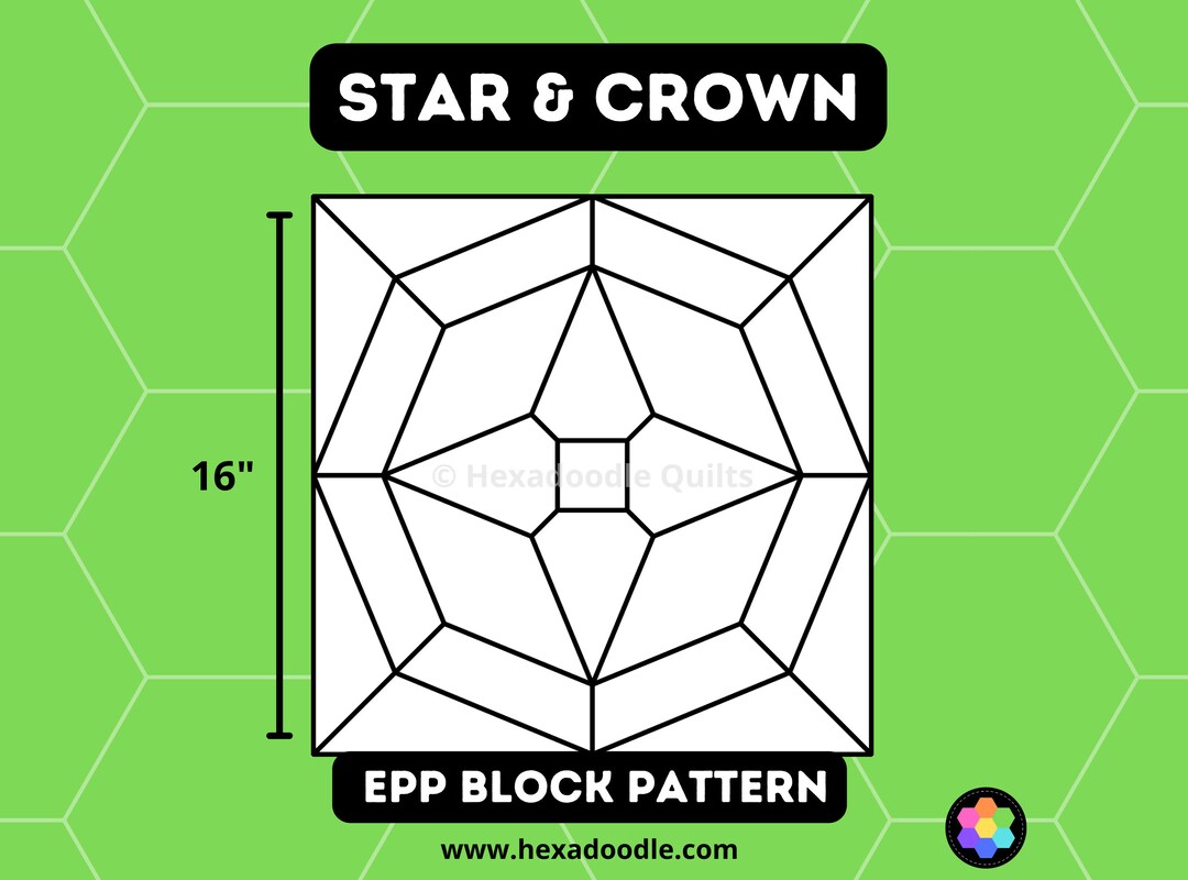 16" Star & Crown EPP Block Pattern and Templates - PDF File for ...