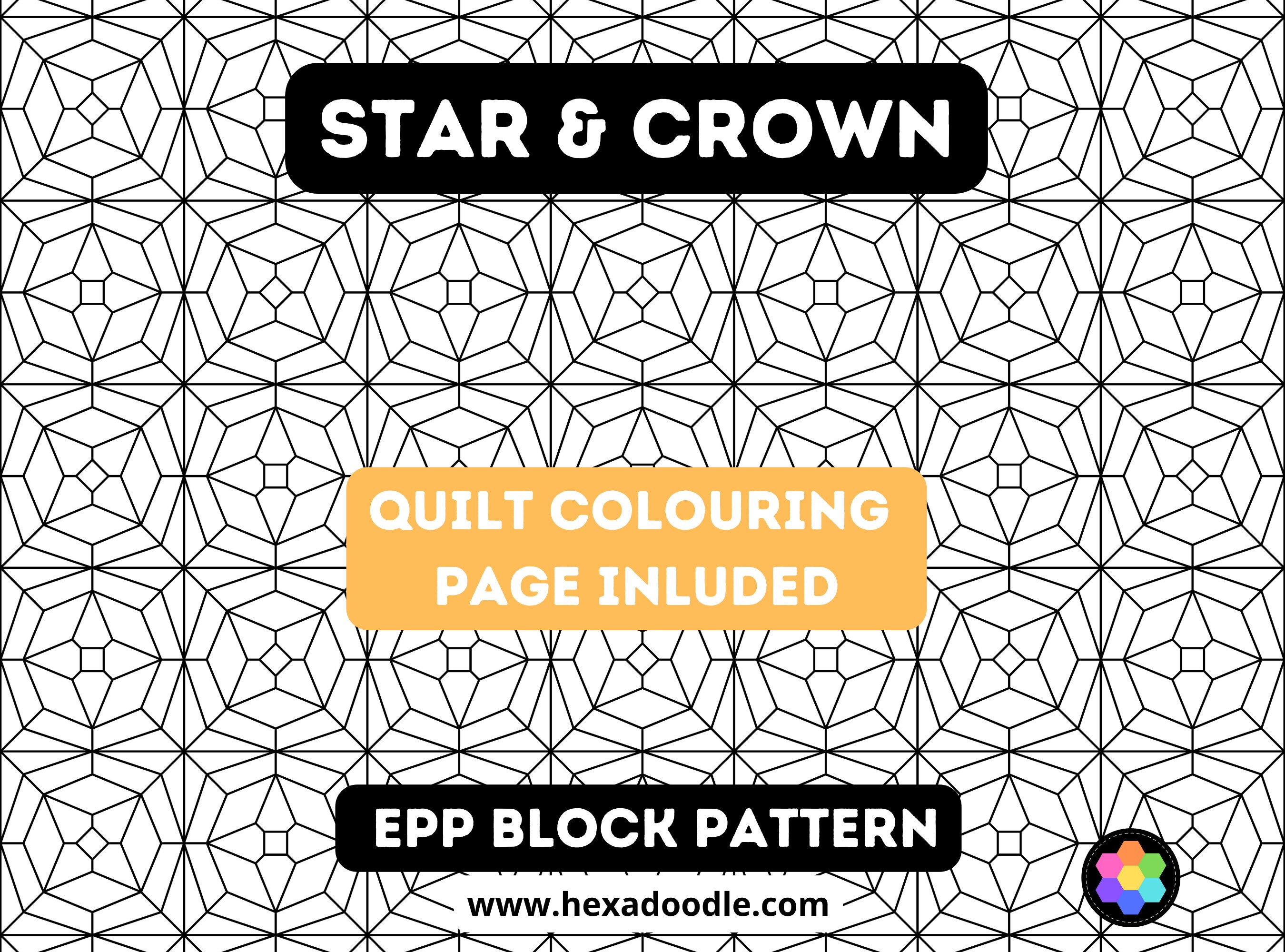 12" Star & Crown EPP Block Pattern and Templates - PDF File for ...