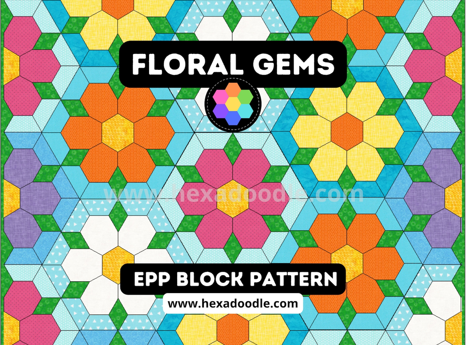 4" Floral Gems EPP Block Pattern and Templates - PDF for Printing and ...