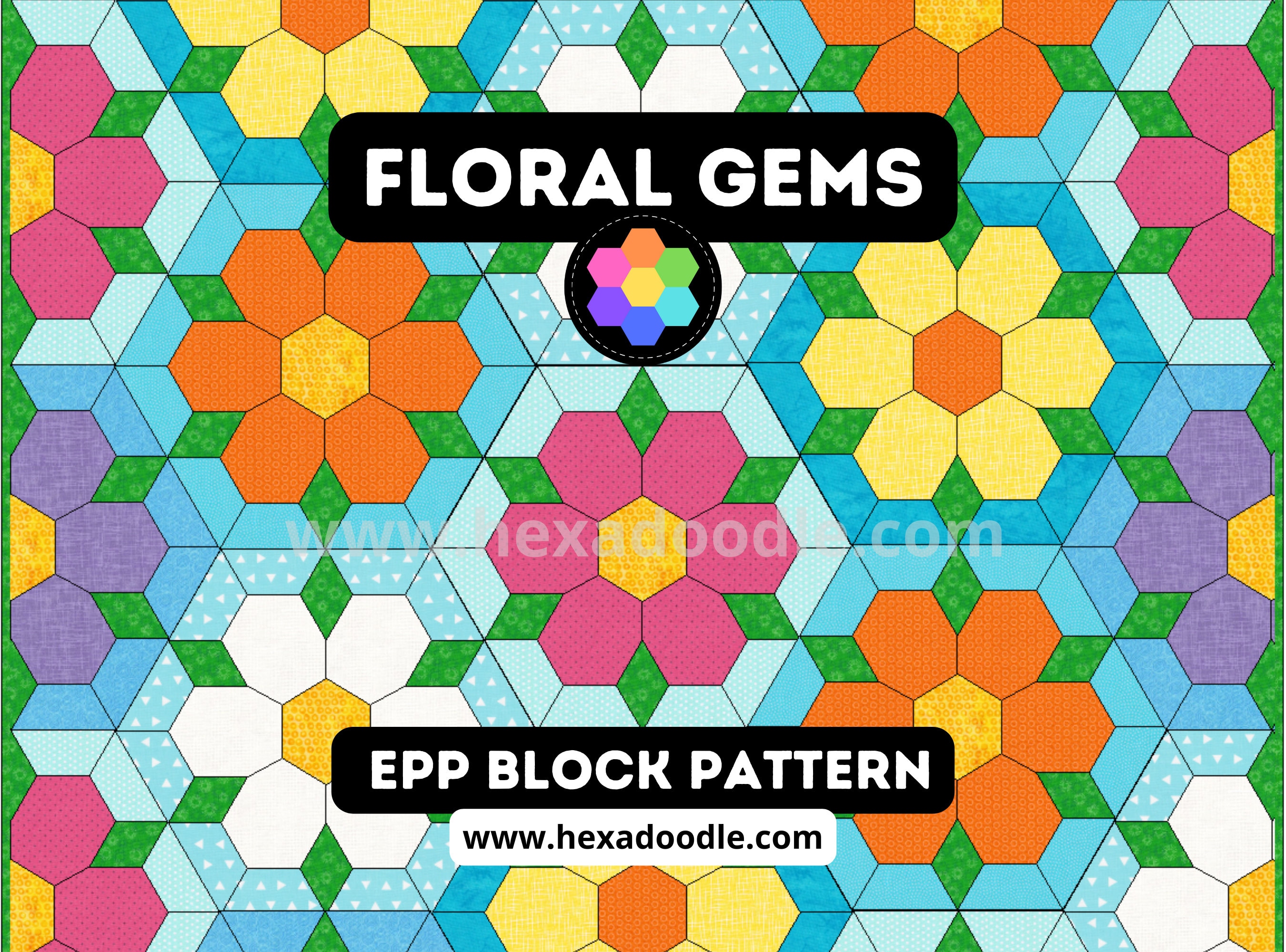 4" Floral Gems EPP Block Pattern and Templates - PDF for Printing and ...