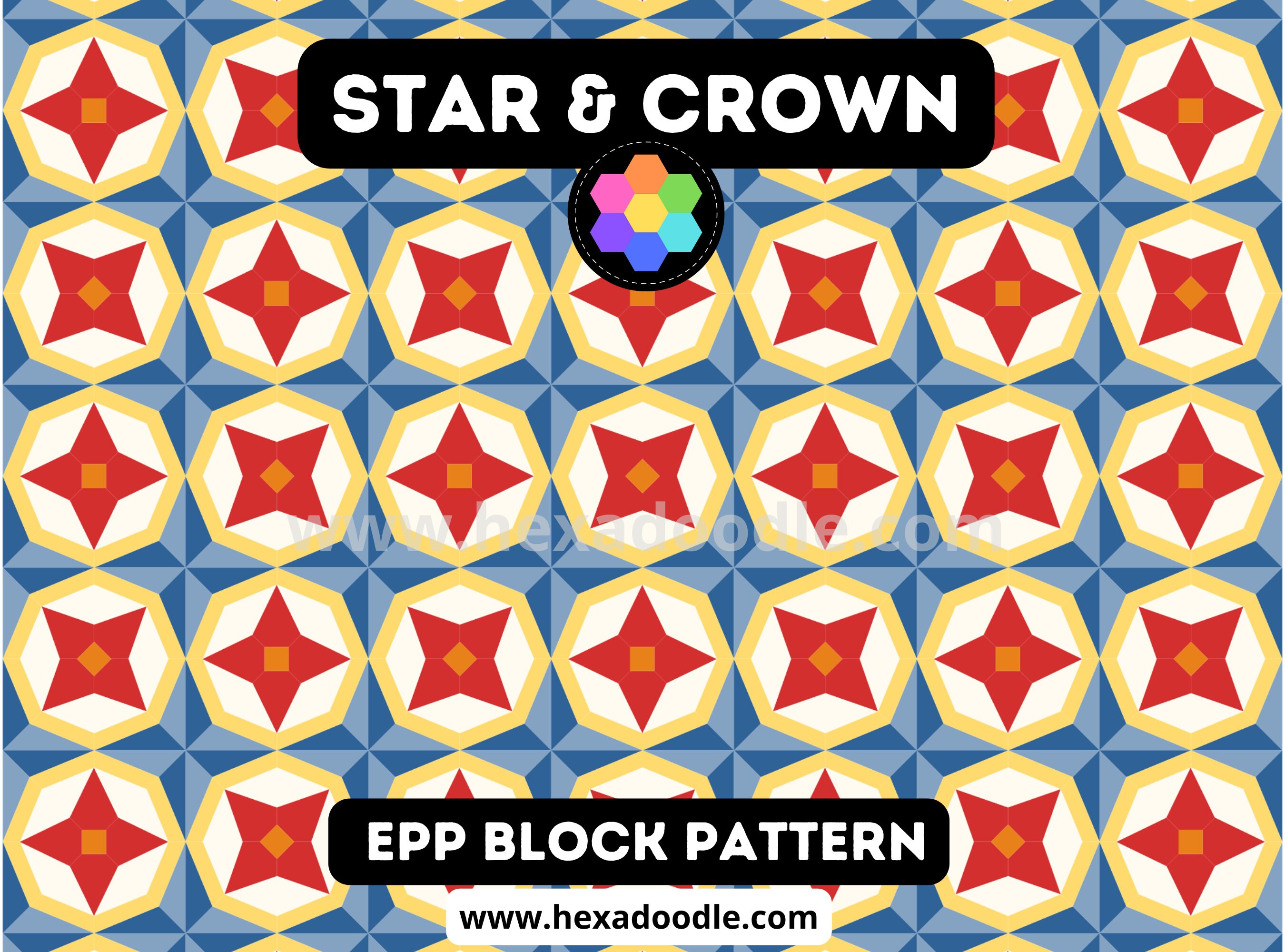 12" Star & Crown EPP Block Pattern and Templates - PDF File for ...