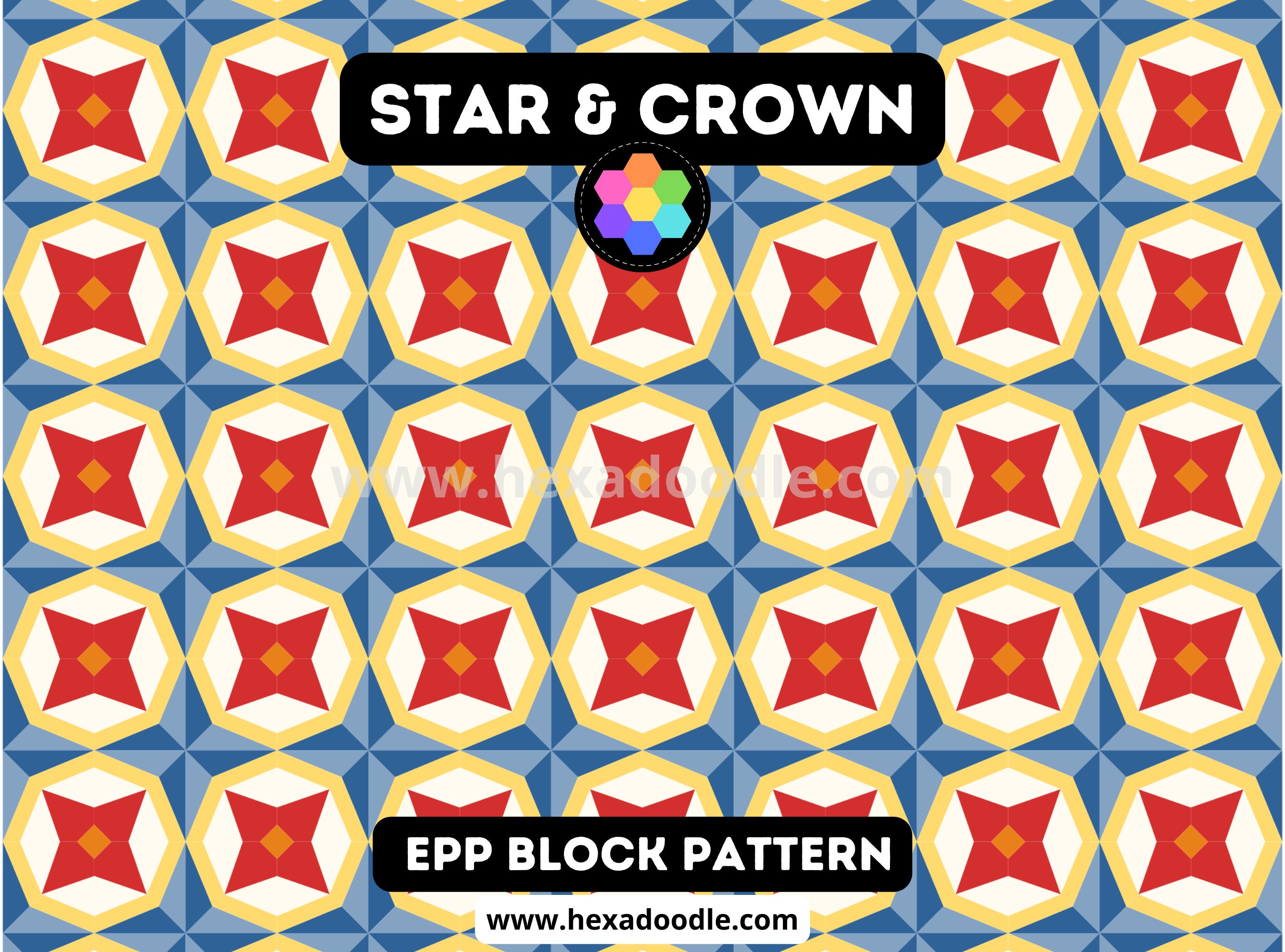 16" Star & Crown EPP Block Pattern and Templates - PDF File for ...
