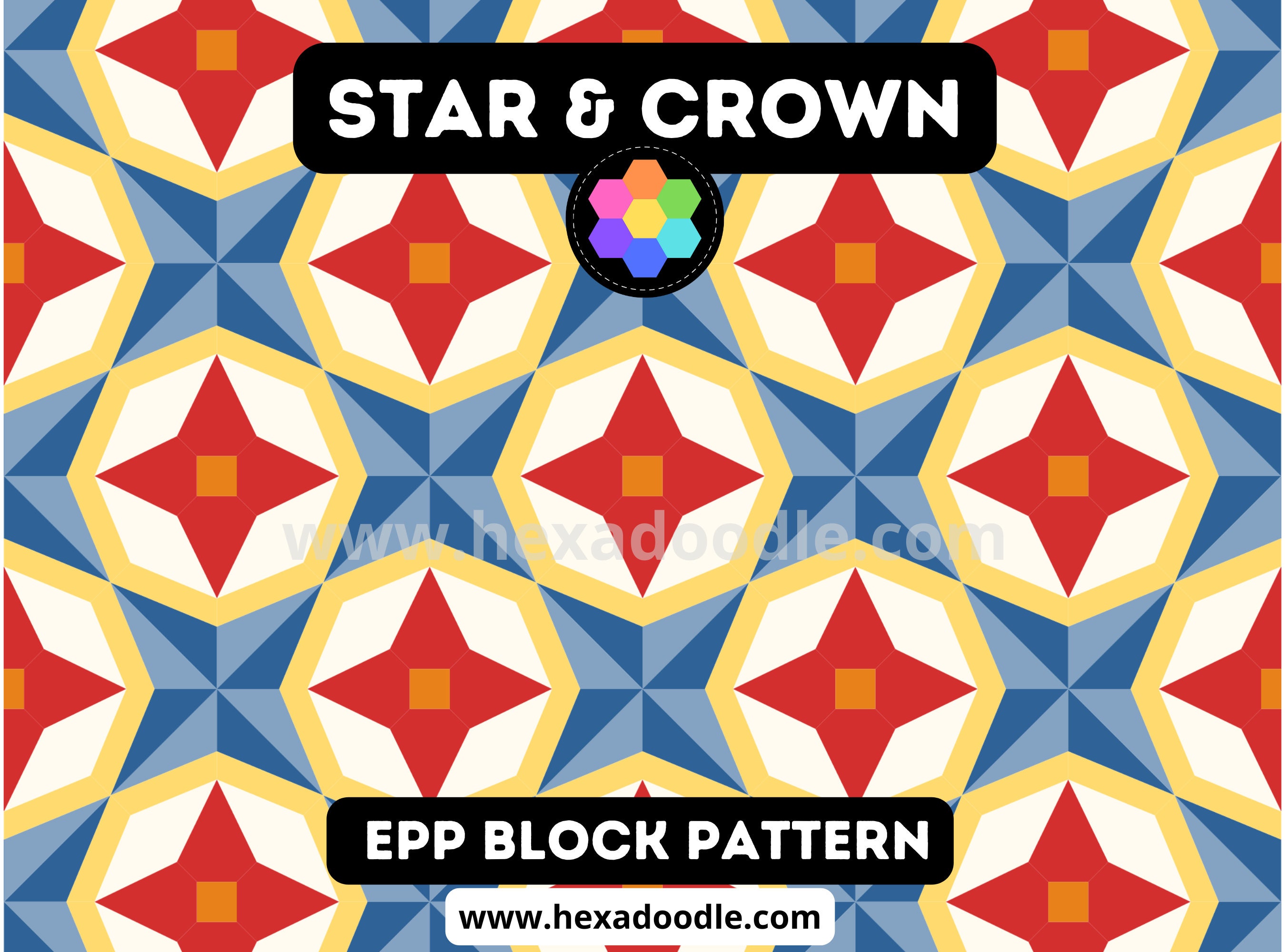 16" Star & Crown EPP Block Pattern and Templates - PDF File for ...