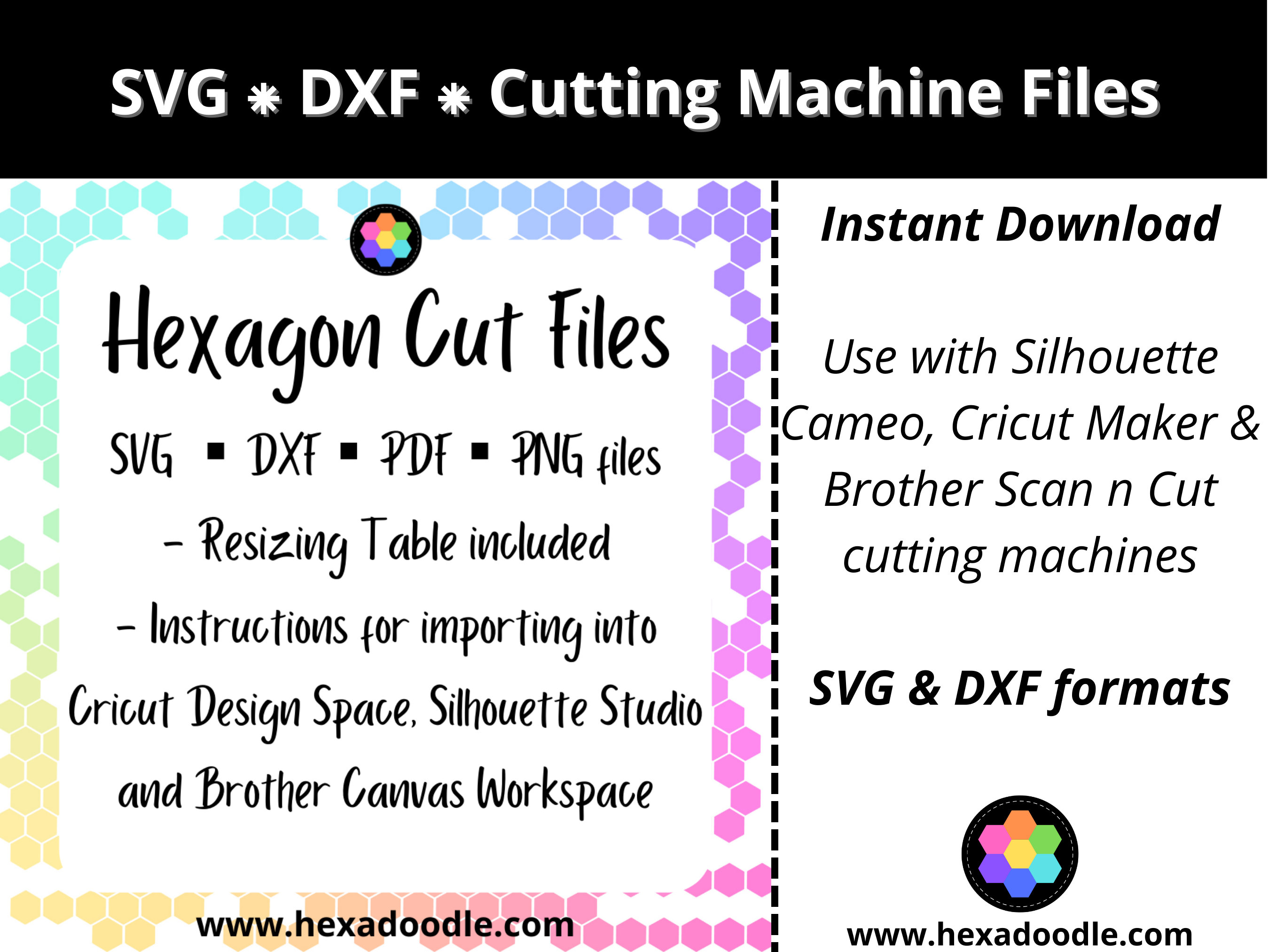 Hexagon Cutting Machine Files SVG DXF for Cricut - Etsy