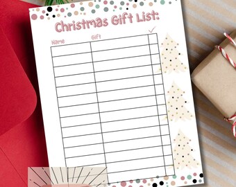 Christmas Gift List, Printable Christmas List, Christmas Gift Tracker ...