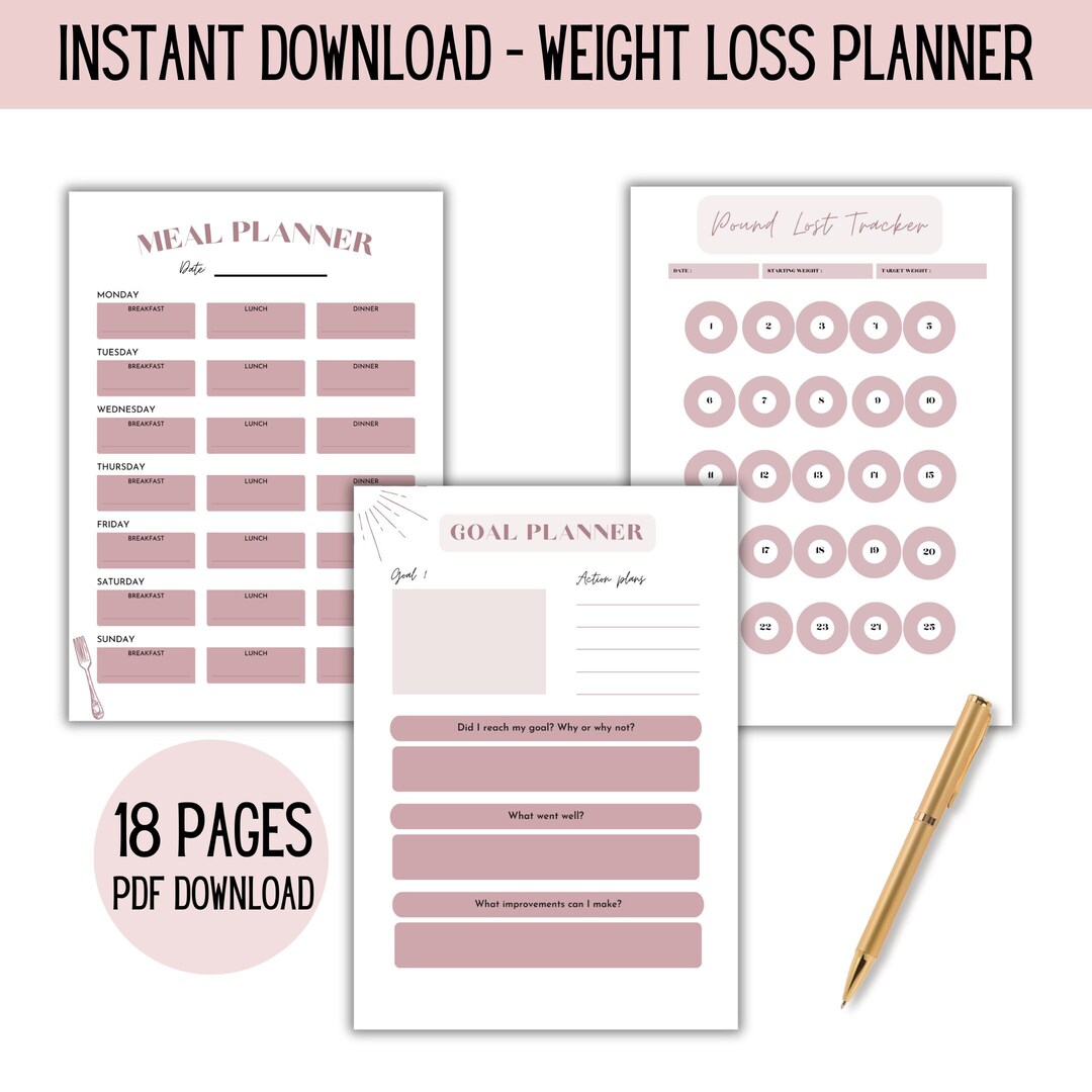 Weight Loss Tracker | Weight Loss Planner | Weight Loss Journal ...