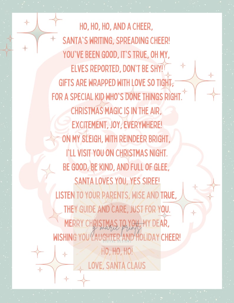 Letter From Santa - Printable Santa Letter - Santa Letter - Christmas ...