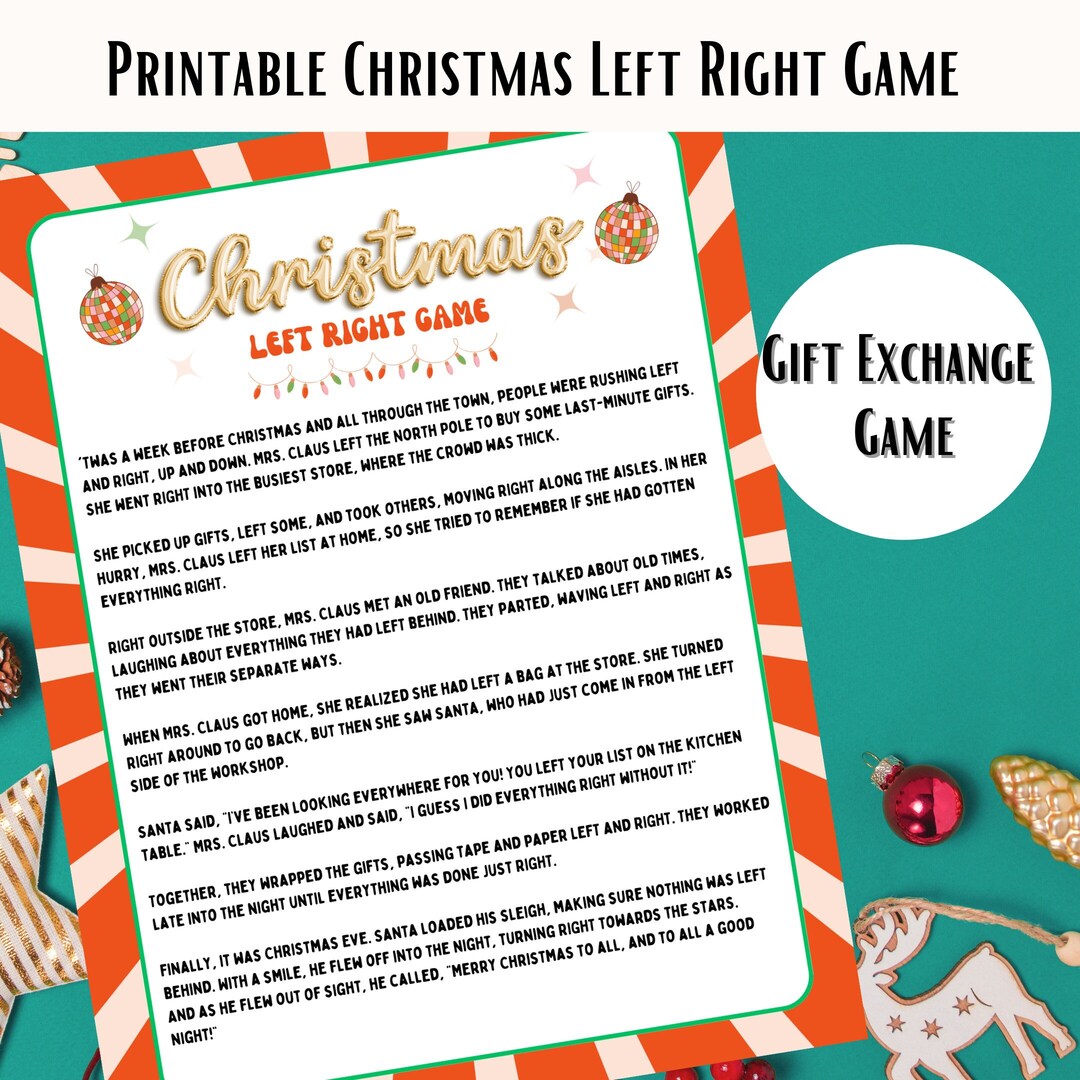 Gift Exchange Game, Pass the Gift Game, Christmas Left Right Game ...