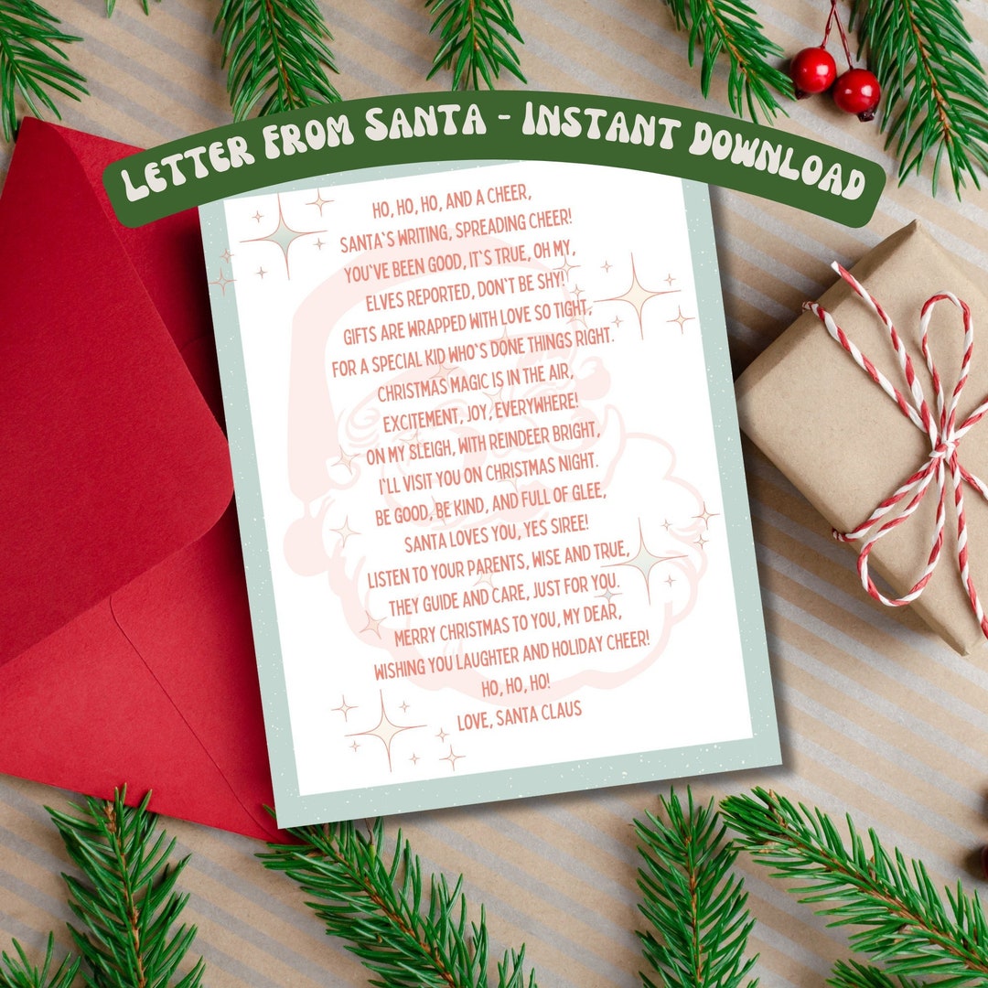 Letter From Santa - Printable Santa Letter - Santa Letter - Christmas ...