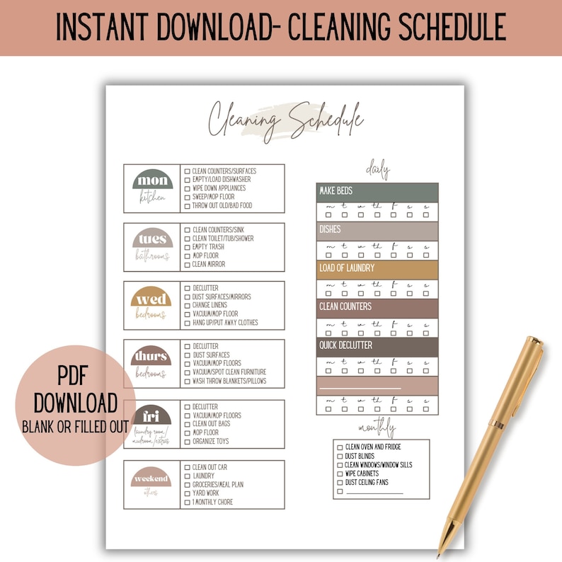 Cleaning Checklist | Cleaning Schedule | House Cleaning Checklist ...