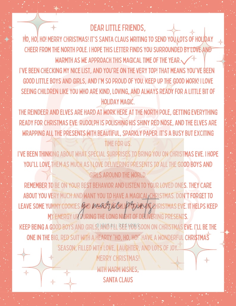 Printable Christmas Letter From Santa Elf Ideas Christmas Wish List ...