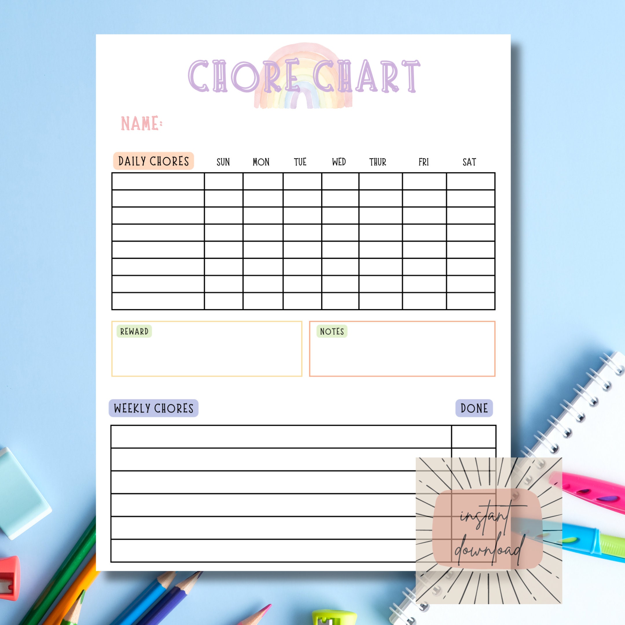Kids Chore Chart | Chore Chart for Kids | Family Chore Chart | Toddler ...