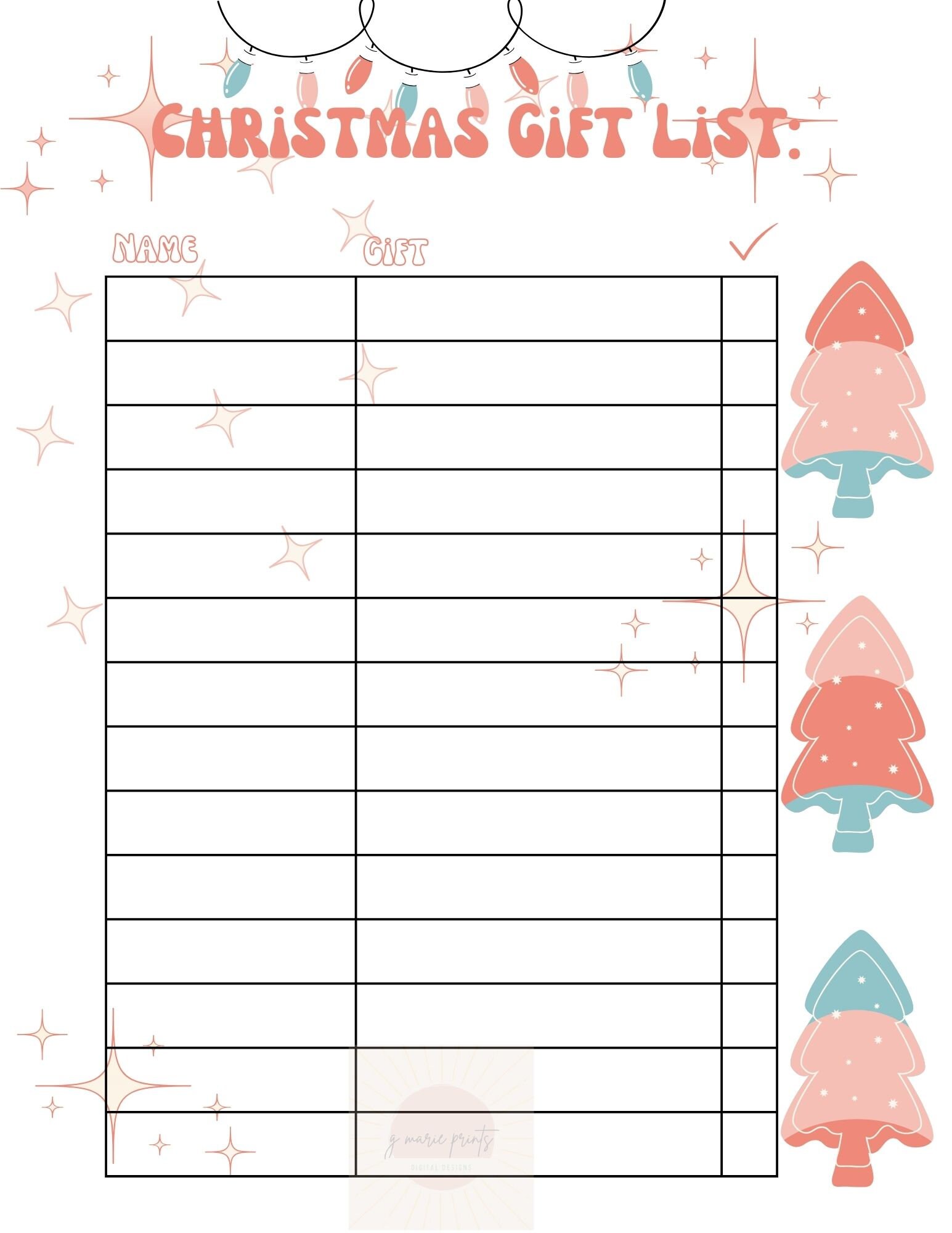 Christmas Gift List - Printable Christmas Gift Tracker - Christmas List ...