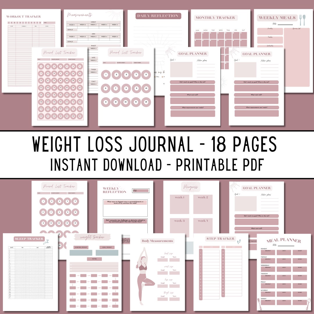Weight Loss Tracker | Weight Loss Planner | Weight Loss Journal ...