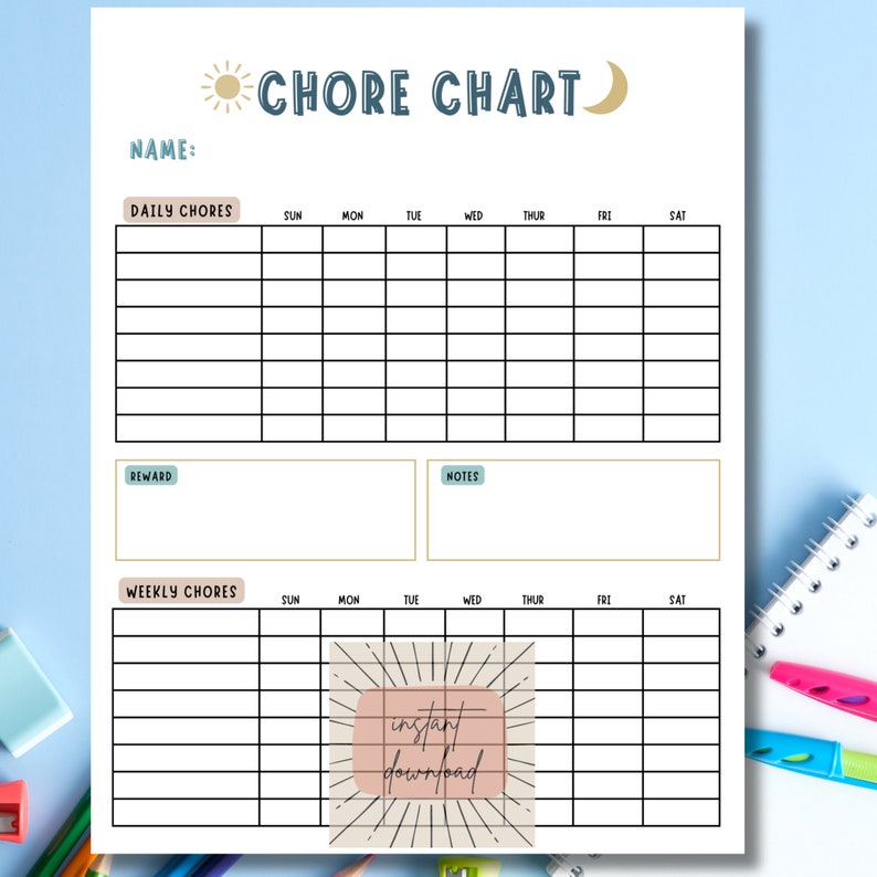 Kids Chore Chart | Chore Chart for Kids | Family Chore Chart | Routine ...