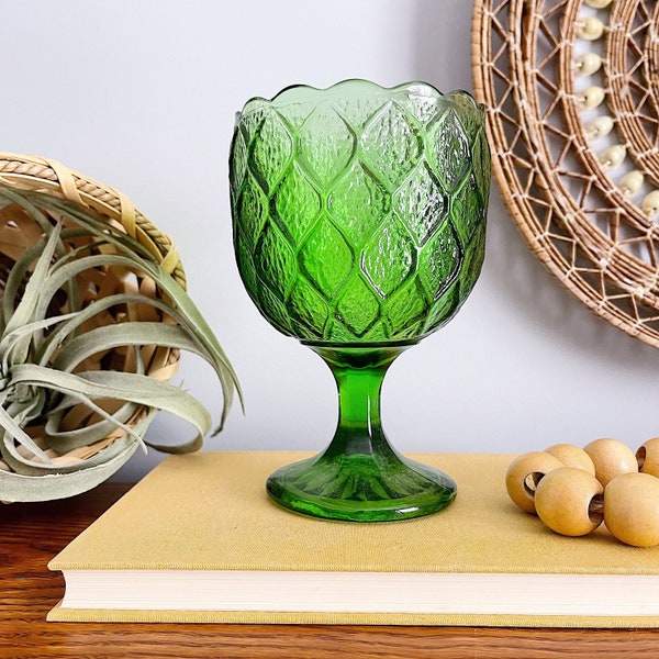 Green Glass Compote - Etsy
