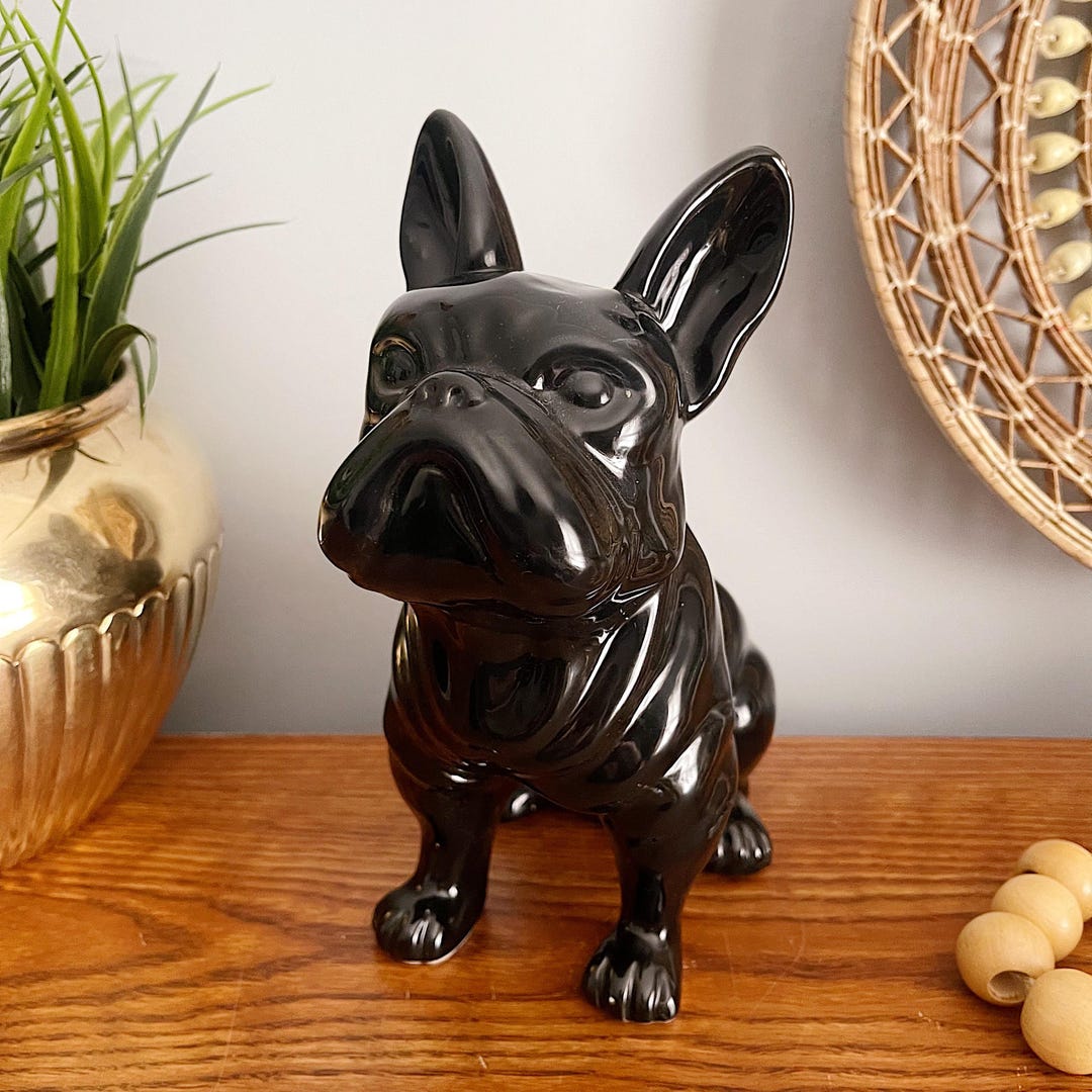 Ceramic Black Frenchie Bulldog Statue Figure, French Bull Dog - Etsy